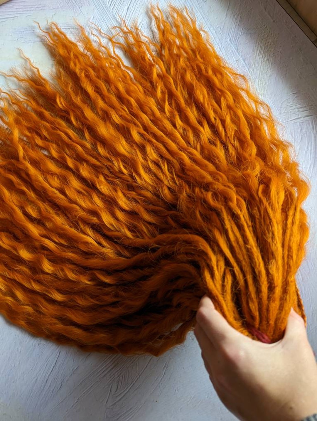 Orange Curly Dreads Synthetic Crochet Dreads Extensions Boho DE Dreads ...