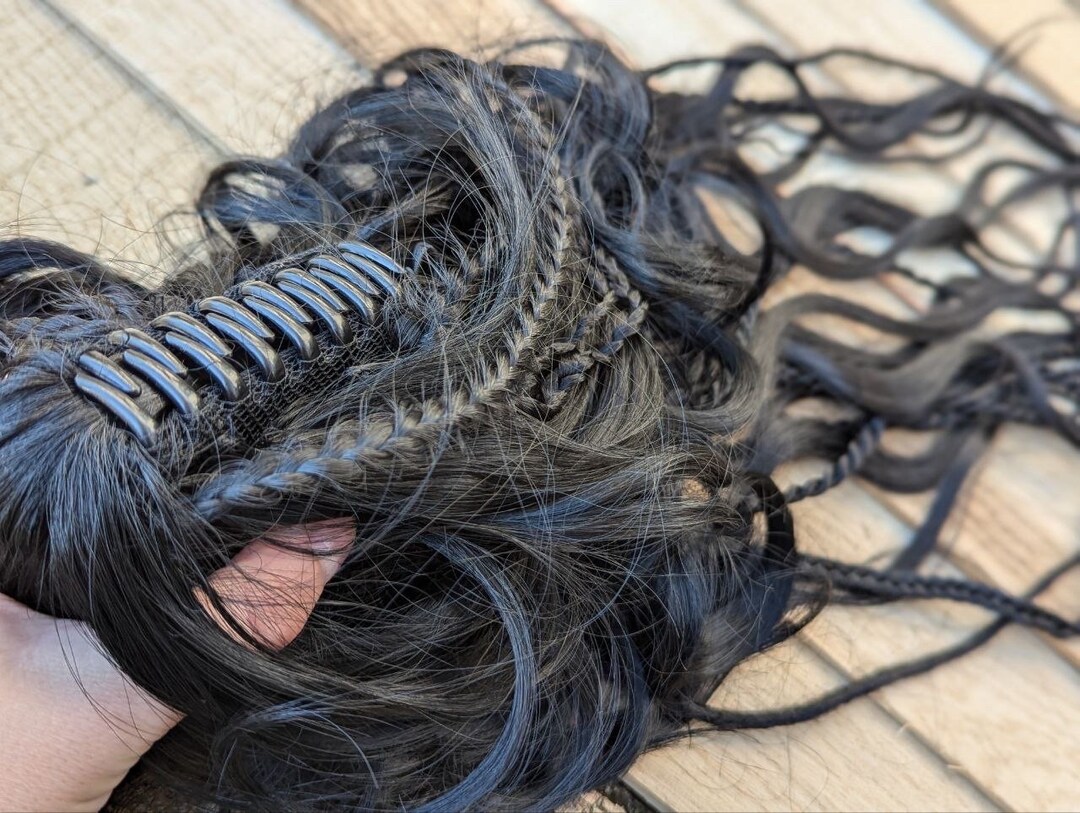 Claw Clip Ponytails Curly Dreads Black Synthetic Crochet Dreads ...