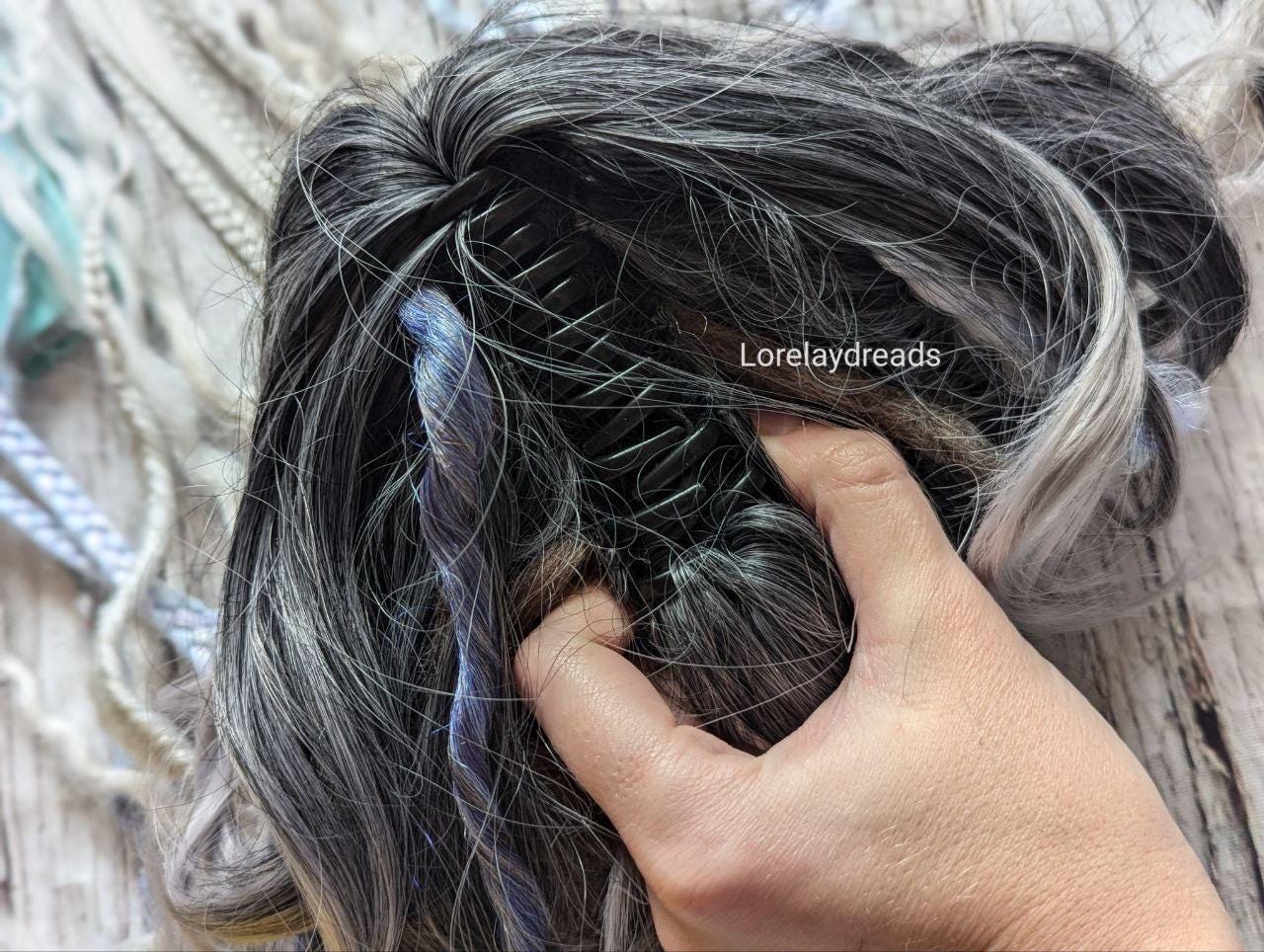 Claw Clip Ponytails Curly Dreads Black Whitesynthetic Crochet Dreads ...