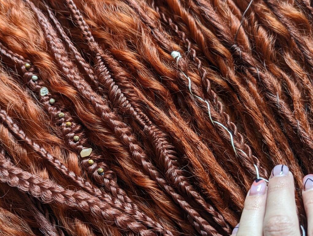 Red Orange Ginger Curly Dreads Synthetic Crochet Dreads Extensions ...