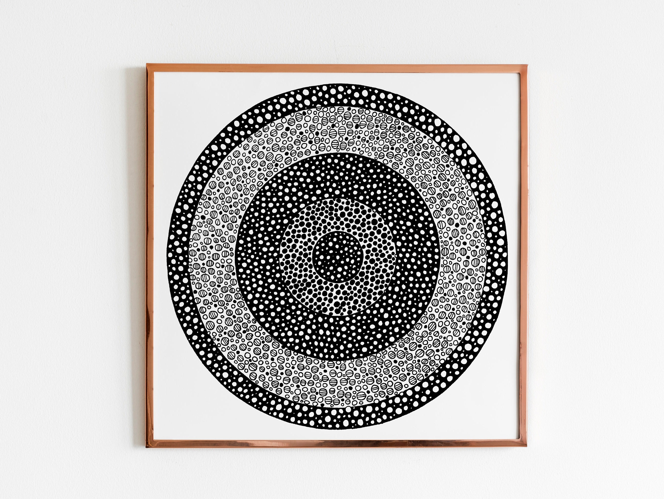 Circle No:4 / Black and White Abstract Geometric Printable Wall Art ...