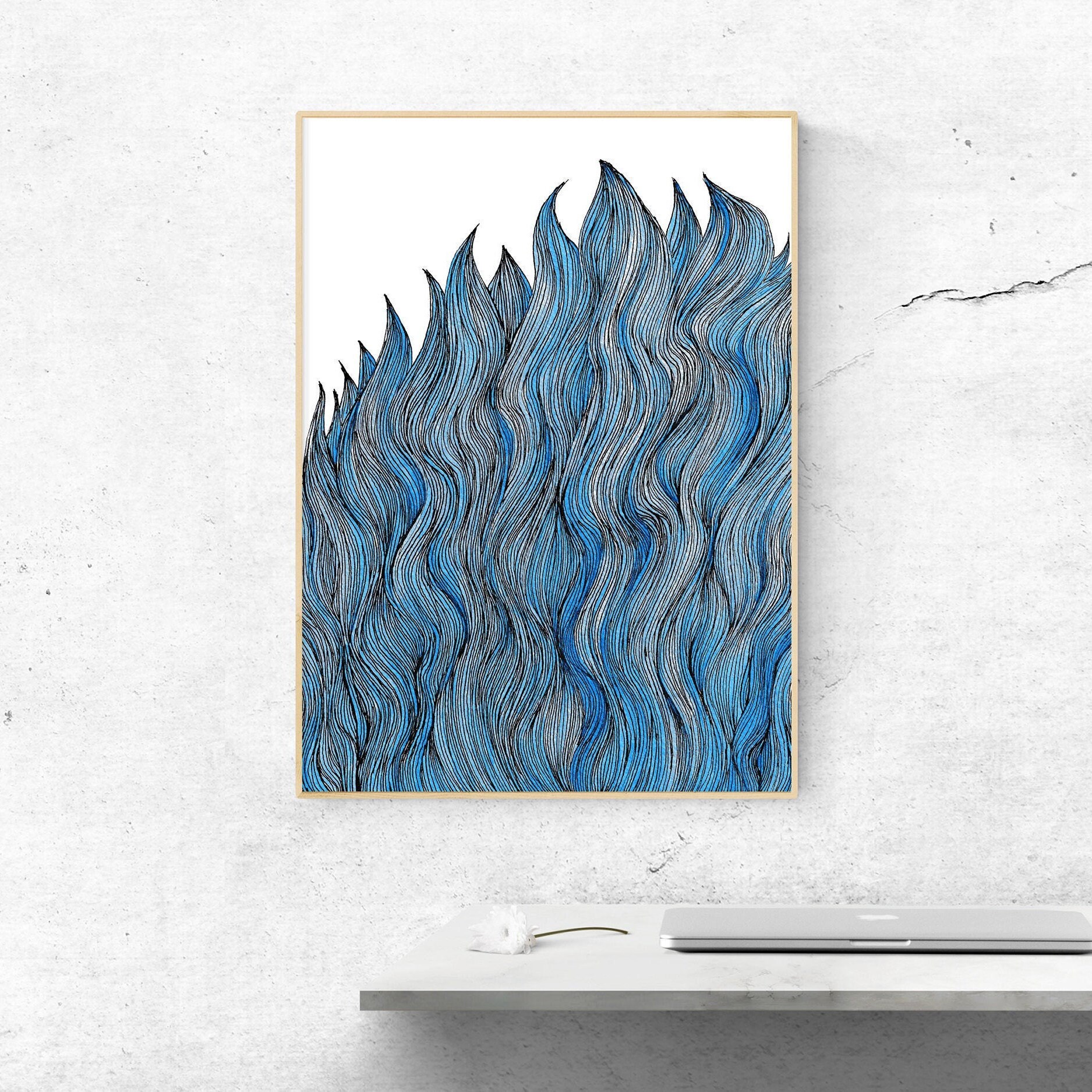 Abstract Watercolor Line Drawing Printable Wall Art, Digital Download ...