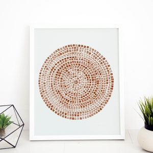 Circle No:6, Terracotta Watercolor Abstract Geometric Printable Wall ...