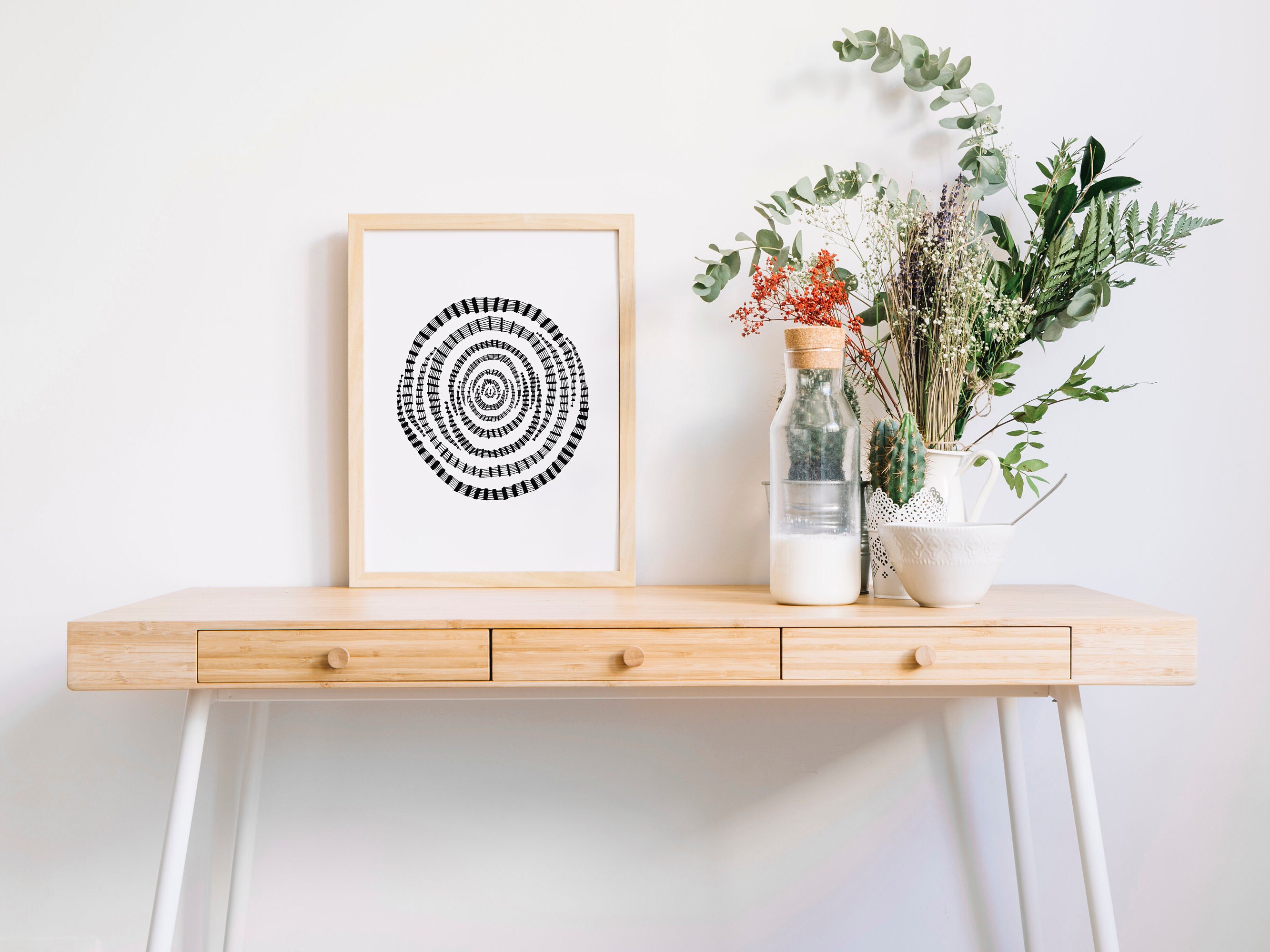 Circle No:5 / Black and White Abstract Printable Wall Art / Minimalist ...