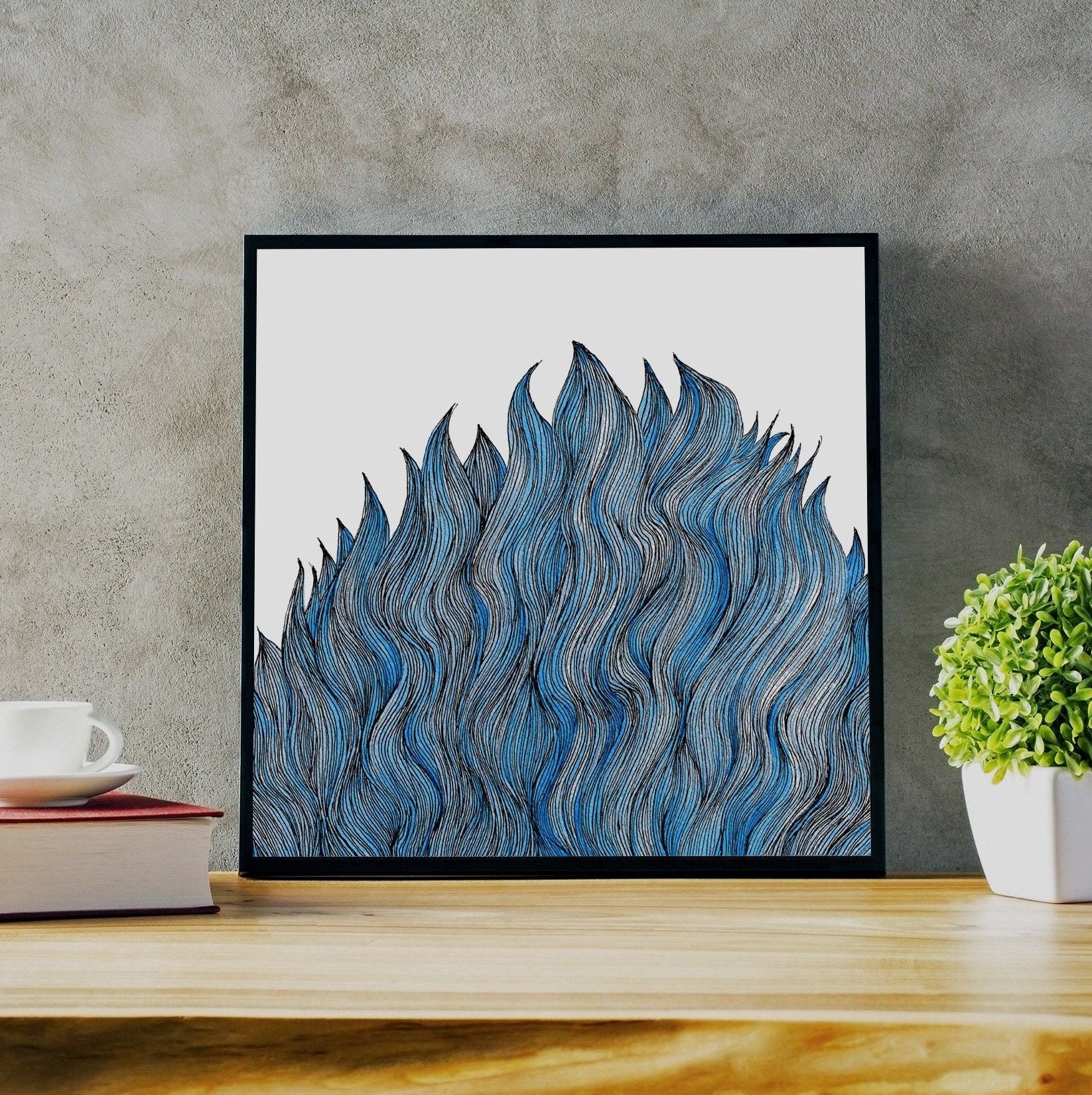 Abstract Watercolor Line Drawing, Minimalist Printable Wall Art ...