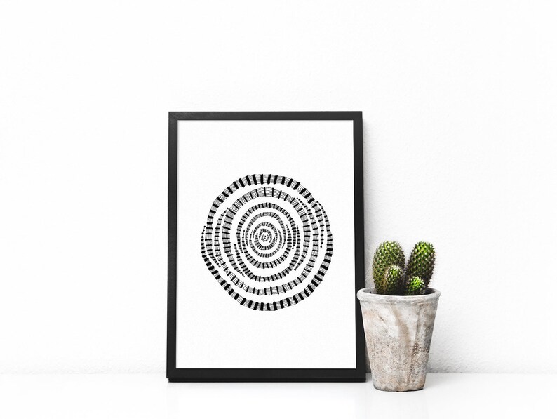 Circle No:5 / Black and White Abstract Printable Wall Art / Minimalist ...