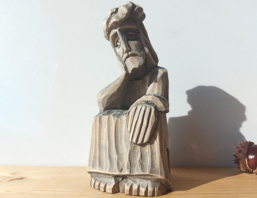 Pensive Christ Wooden Hand Carved Statuette Worrying Christ ...