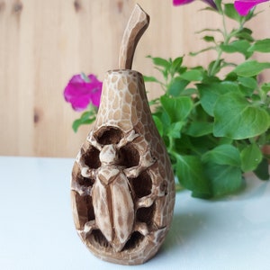 Hand Carved Bug in Pear, Wooden Sculpture, Sculptural Miniature, Insect ...