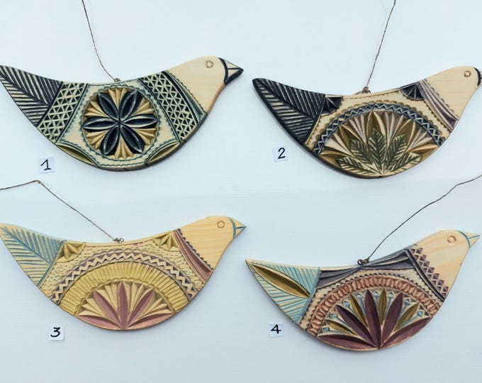 Wooden Hand Carved Bird Ornament, Pagan Symbols, Traditional Baltic Art ...