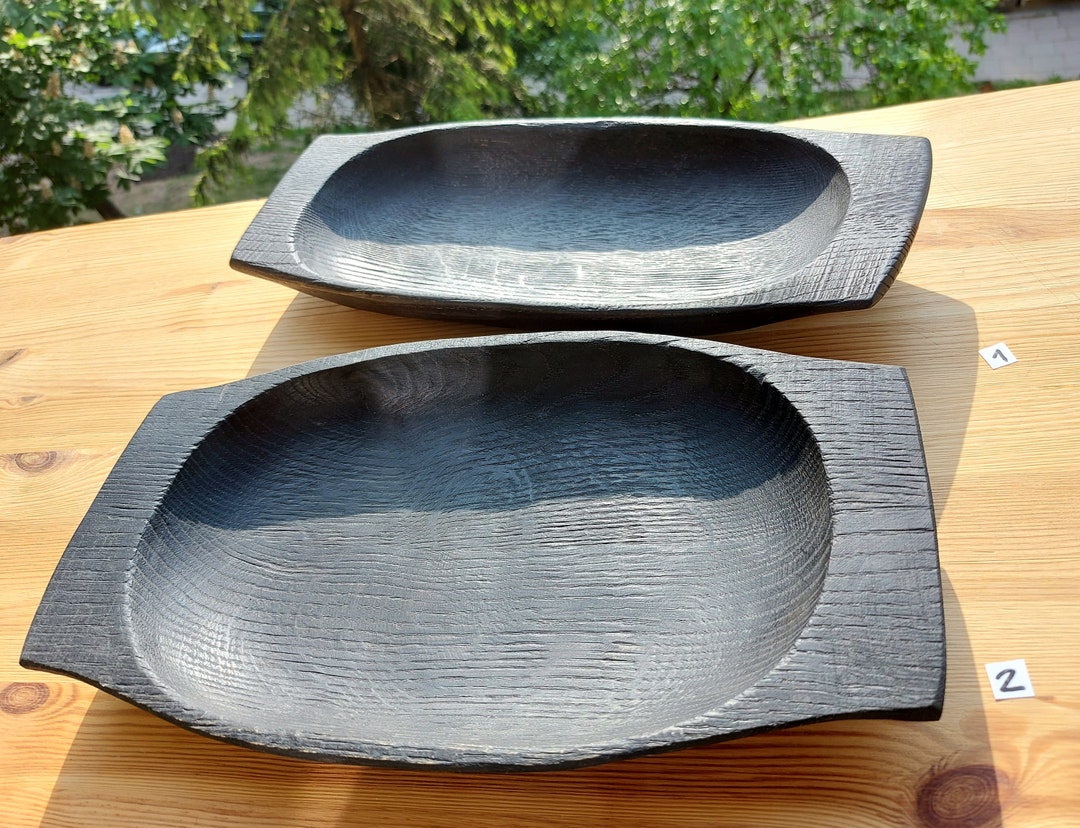 Wooden Serving Dish Oak Hand Carved Oak Bowl Decorative Platter Wood ...