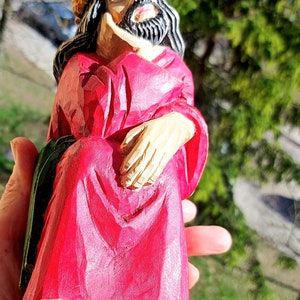 Pensive Christ, Wooden Hand Carved Statuette, Worrying Christ ...