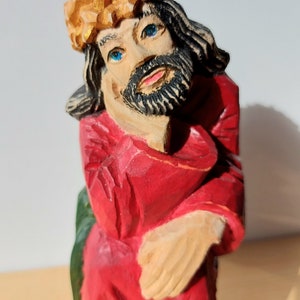 Pensive Christ, Wooden Hand Carved Statuette, Worrying Christ ...