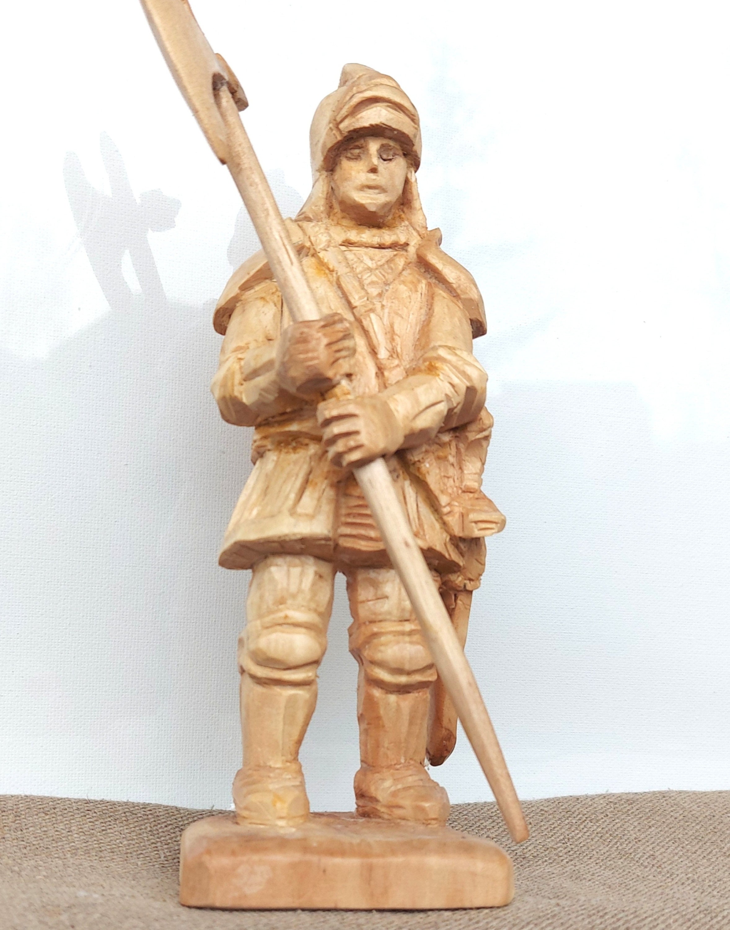 Sculpture Hand Carved Statue Medieval Lithuanian Armor Warrior Wooden ...