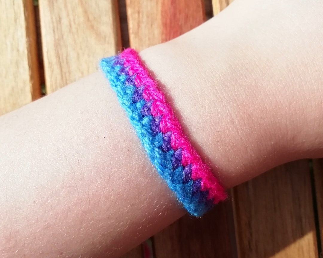 Bi Bisexual Pride Flag Crochet Bracelet Wristband LGBT - Etsy.de