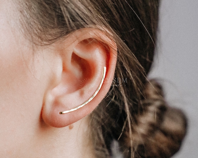 3mm Garnet EAR CLIMBER Earrings // 14k Rose Gold Filled Ear Pins up the ...