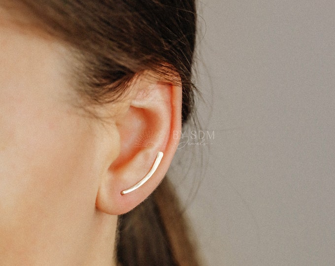 3mm Garnet EAR CLIMBER Earrings // 14k Rose Gold Filled Ear Pins up the ...