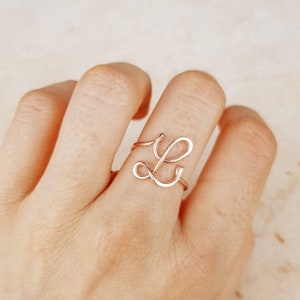 Dainty Initial L Ring • Custom Letter Ring in Sterling Silver, Gold ...