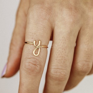 Initial Letter Y Ring • Personalized Wire Initial Ring • Wire Ring ...