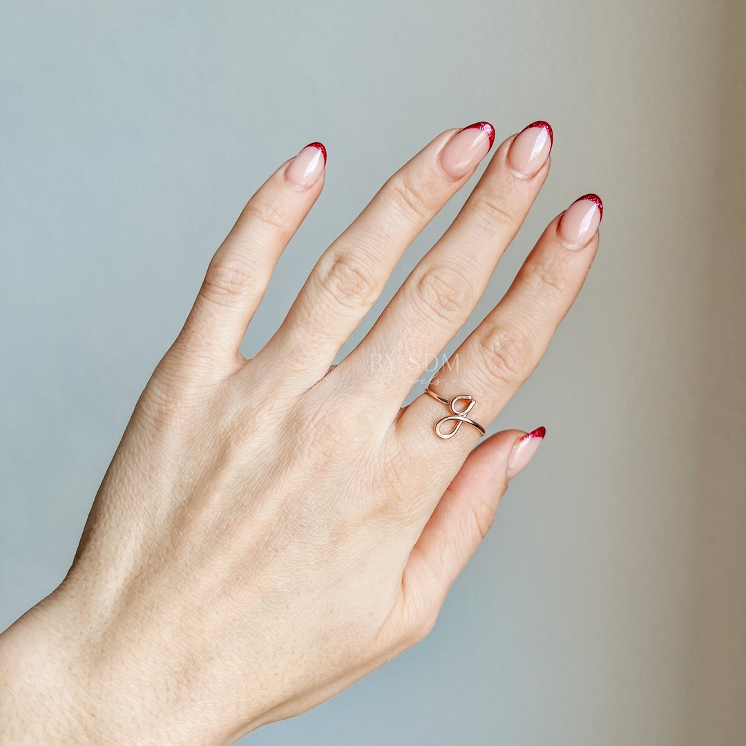 Dainty Initial Ring G Letter Ring Personalized Ring Name - Etsy