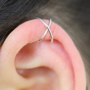 Helix Hoops Fake Helix Ring Two Ring Helix Ear Cuff Silver - Etsy