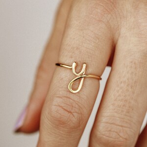 Initial Letter Y Ring • Personalized Wire Initial Ring • Wire Ring ...