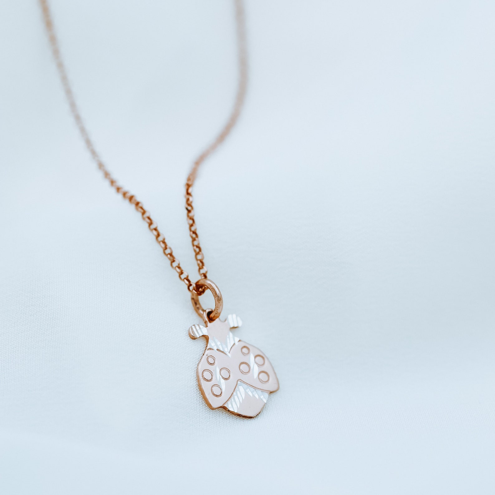 Dainty Ladybug Necklace Diamond Cut Ladybug Charm Kids - Etsy
