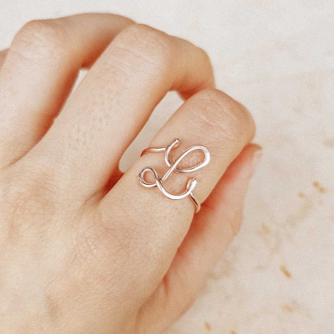 Dainty Initial L Ring • Custom Letter Ring in Sterling Silver, Gold ...