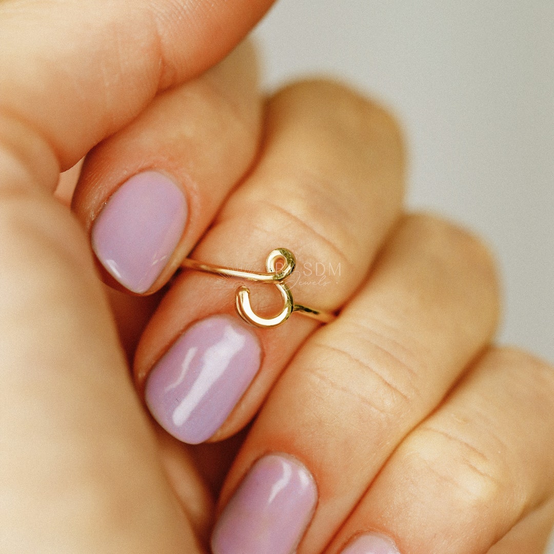 Dainty Initial S Ring Gold Letter Ring Personalized - Etsy