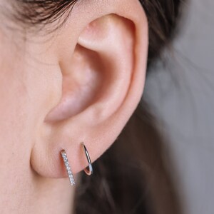 Double Hoop Earrings Only 1 Piercing Needed Paved Spiral - Etsy