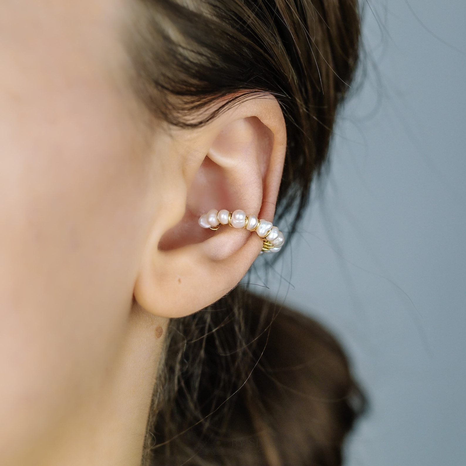 Pearl Ear Cuff Gold Ear Wrap Dainty Freshwater Pearl Ear - Etsy