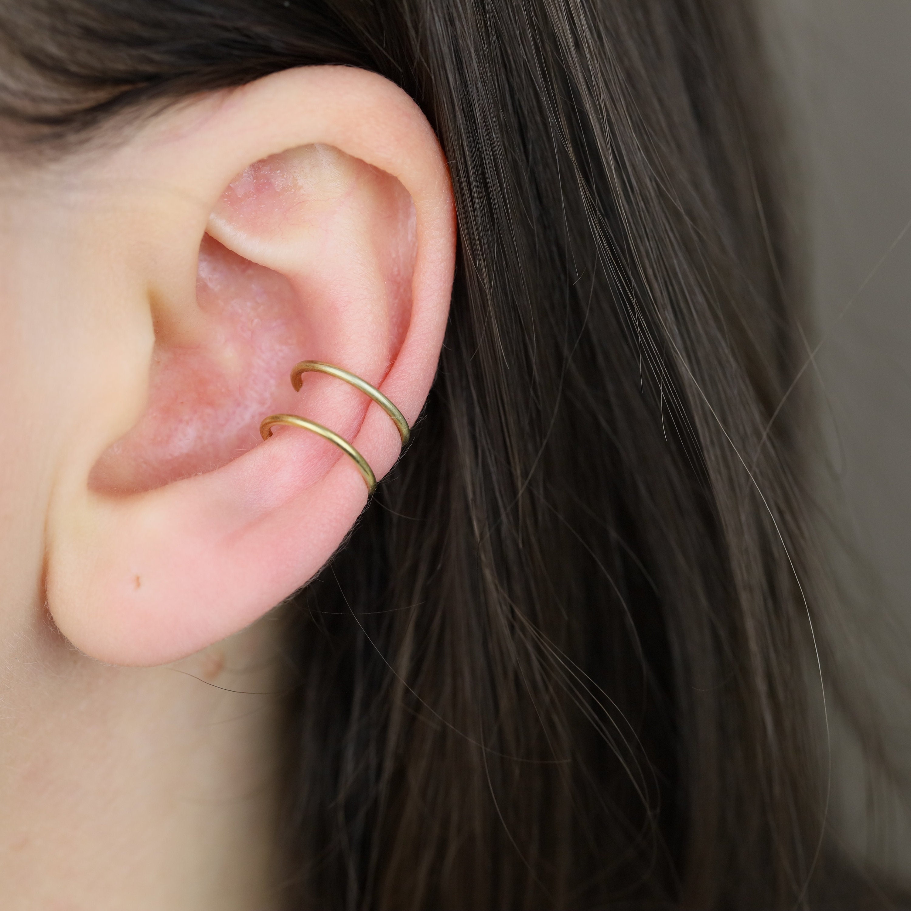 Double Wire Ear Cuff Dainty Jewelry Sterling Silver or 18k - Etsy