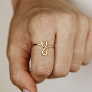 Initial Letter Y Ring • Personalized Wire Initial Ring • Wire Ring ...