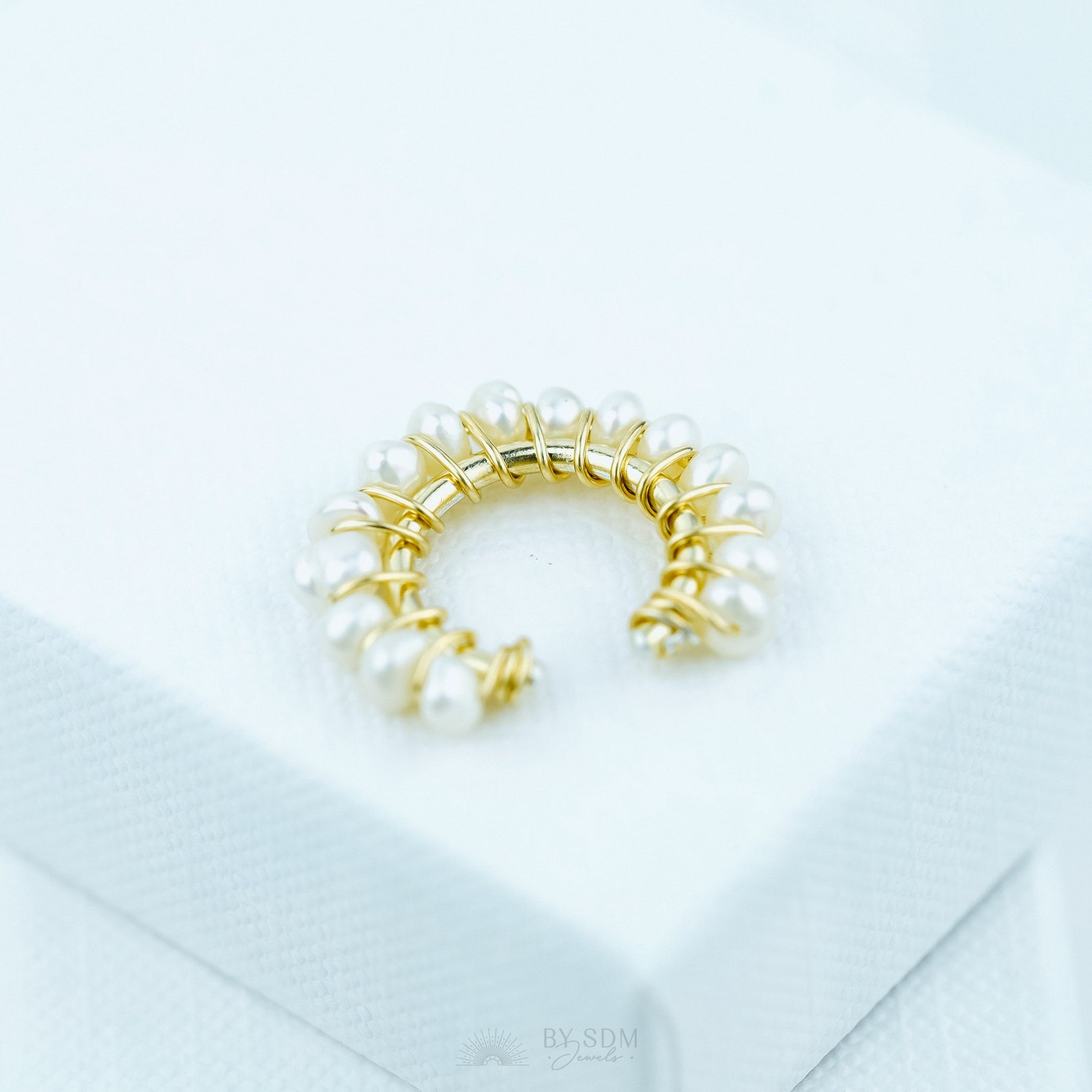 Pearl Ear Cuff Gold Ear Wrap Dainty Freshwater Pearl Ear - Etsy