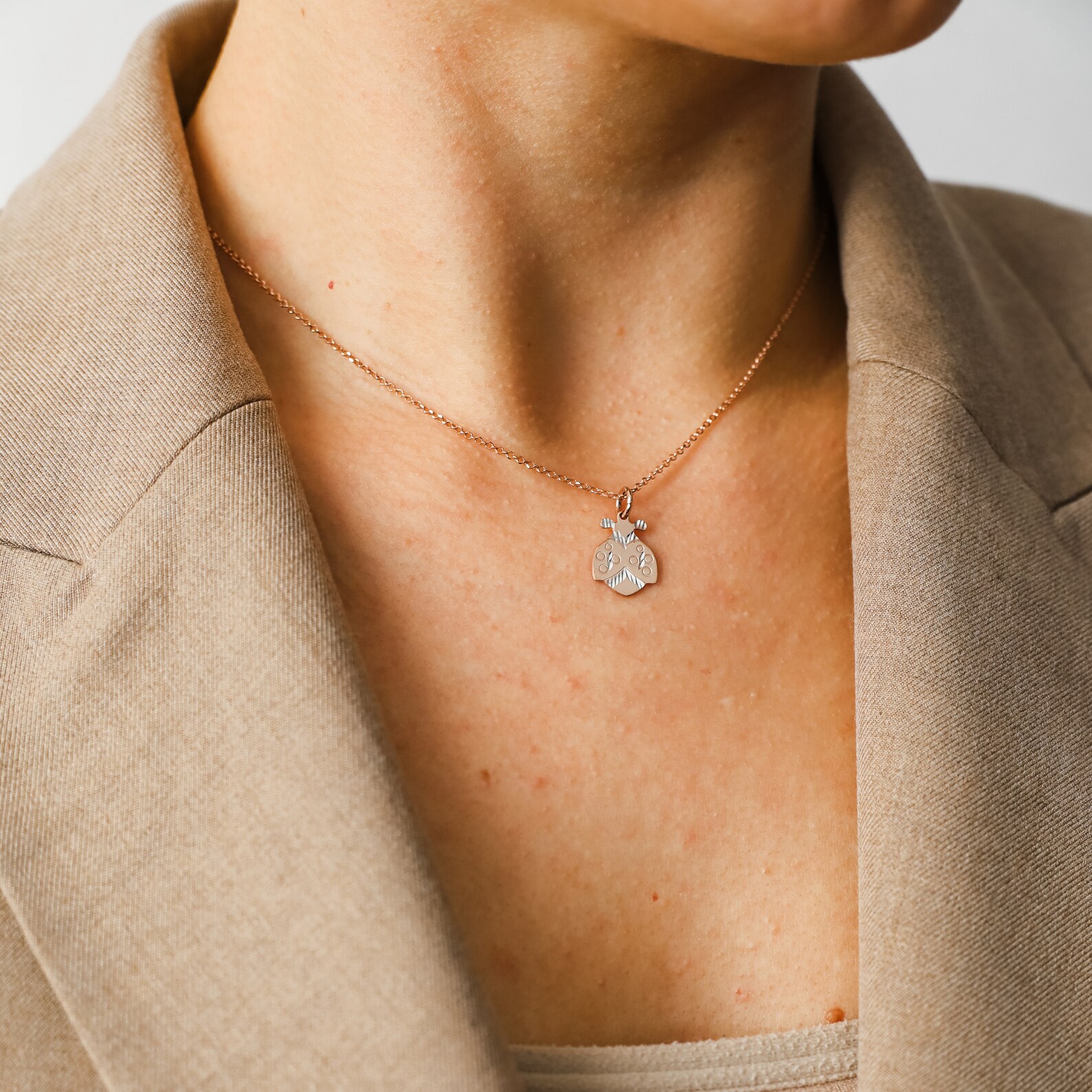 Dainty Ladybug Necklace Diamond Cut Ladybug Charm Kids - Etsy