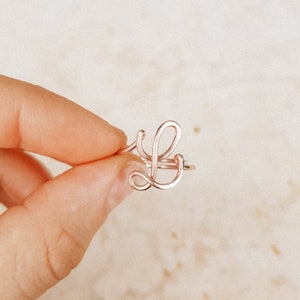 Dainty Initial L Ring • Custom Letter Ring in Sterling Silver, Gold ...