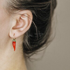 Red Hot Chilli Pepper Earrings Chilli Hoop Earrings Red Pepper Earrings Gold Plated Earrings ...