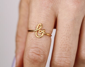 Gold Initial Ring - Etsy