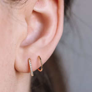 Double Hoop Earrings Only 1 Piercing Needed Paved Spiral - Etsy