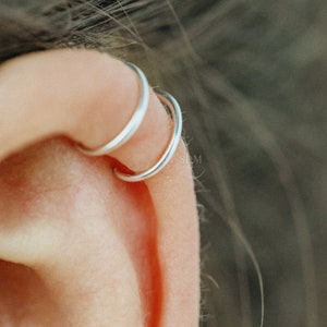 Helix Hoops Fake Helix Ring Two Ring Helix Ear Cuff Silver Helix Ring ...