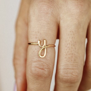 Initial Letter Y Ring • Personalized Wire Initial Ring • Wire Ring ...