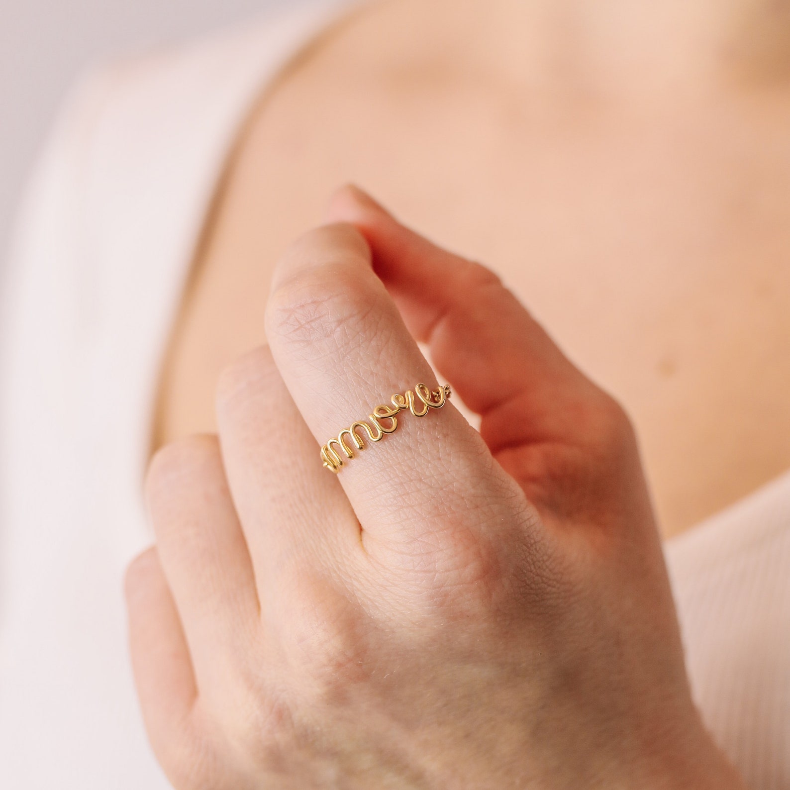 Personalized Name Ring Cursive Letter Name Ring Custom Ring | Etsy