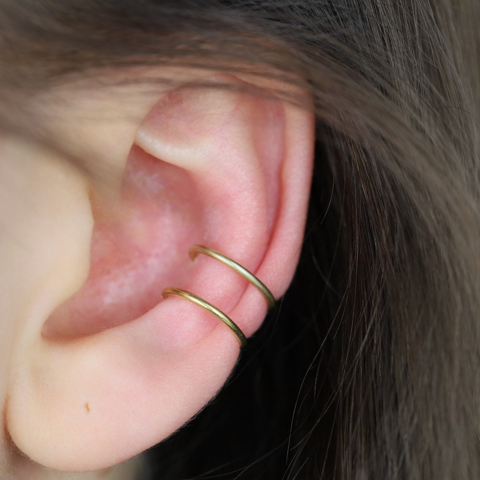 Double Wire Ear Cuff Dainty Jewelry Sterling Silver or 18k - Etsy