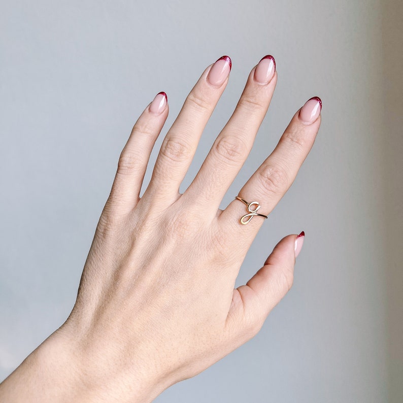 Dainty Initial Ring G Letter Ring Personalized Ring Name - Etsy