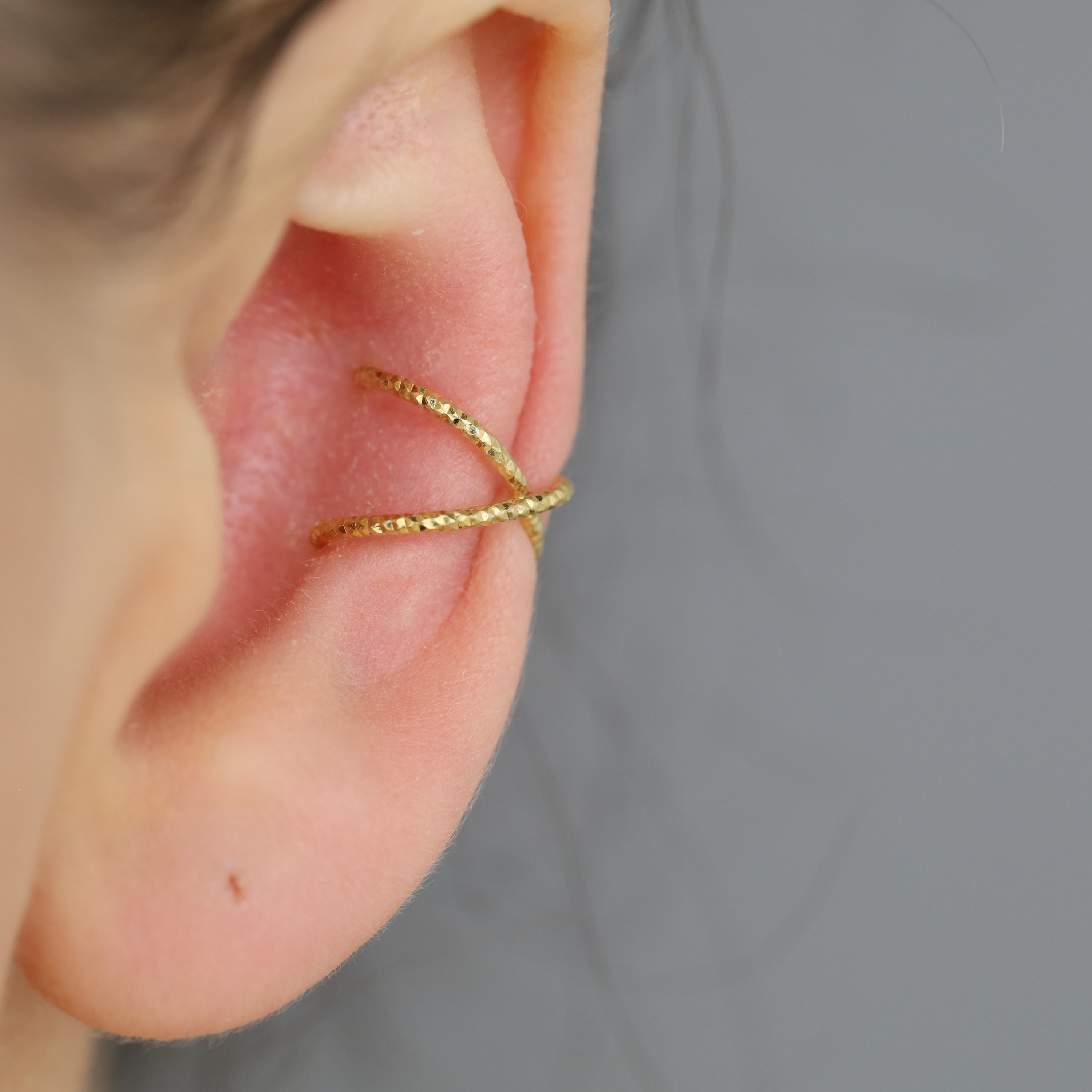 Fake Conch Piercing Ear Cuff Bright Criss Cross Ear Cuff Etsy