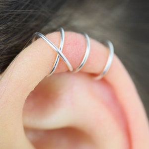 Helix Hoops Fake Helix Ring Two Ring Helix Ear Cuff Silver - Etsy