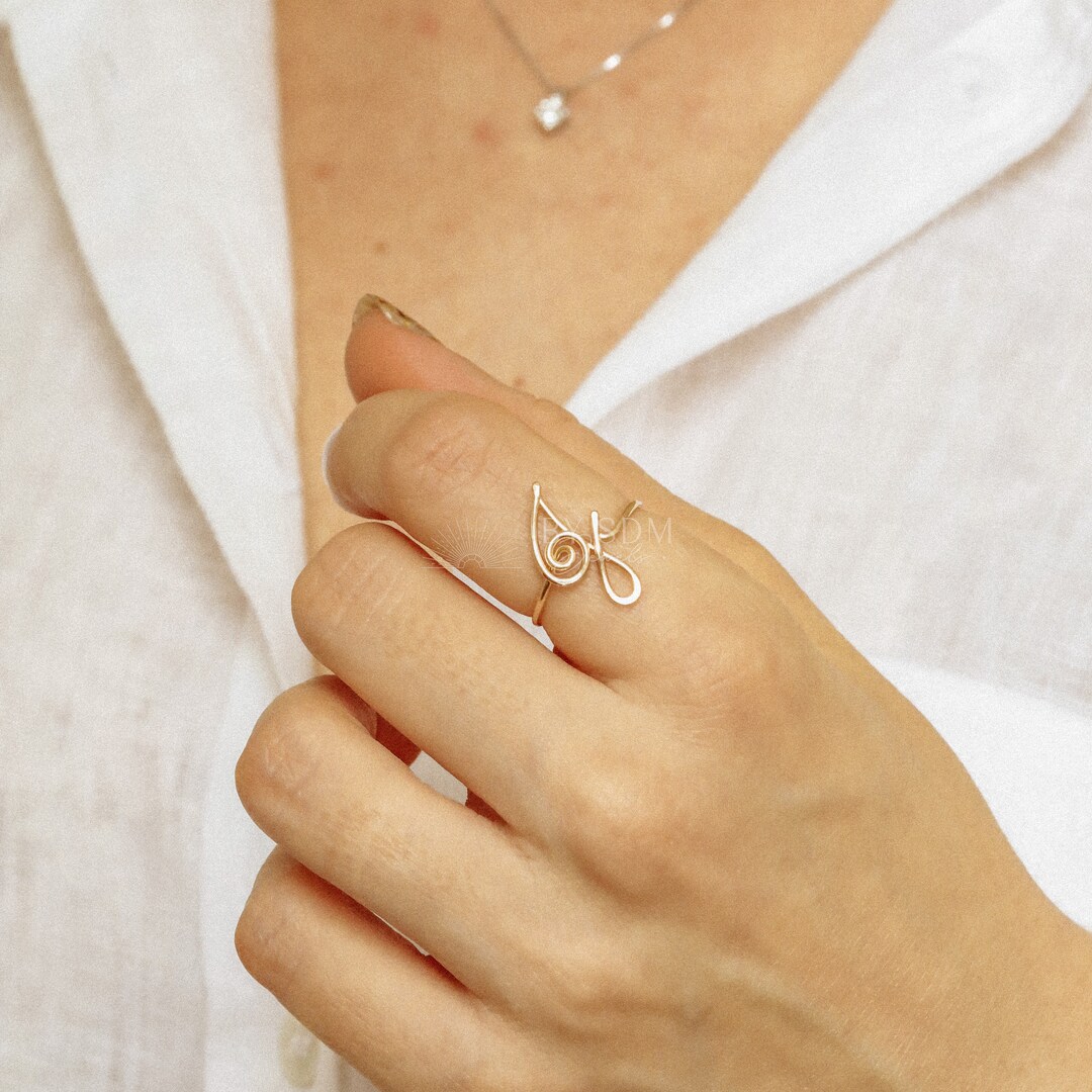 Dainty Initial J Ring • Custom Letter Ring in Sterling Silver, Gold ...
