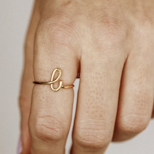 Dainty Initial L Name Ring • Personalized Ring • Stacked Initial Ring ...