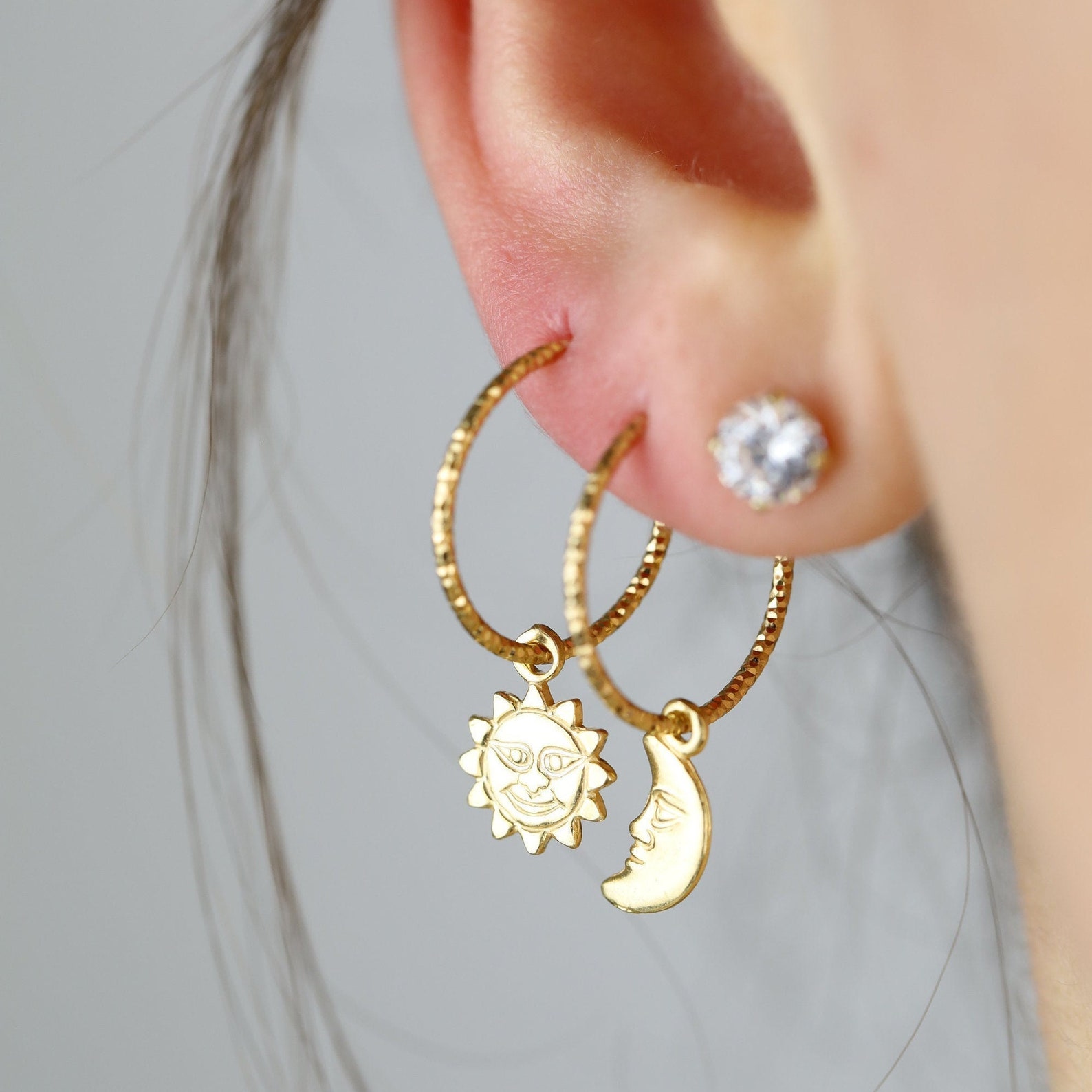 Sun or Moon Hoop Earrings Helix Hoops Cartilage Hoop Helix - Etsy Canada