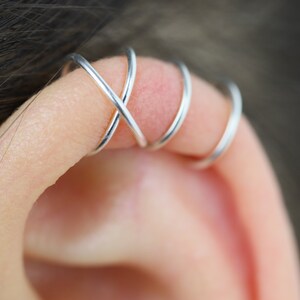 Helix Hoops Fake Helix Ring Two Ring Helix Ear Cuff Silver - Etsy