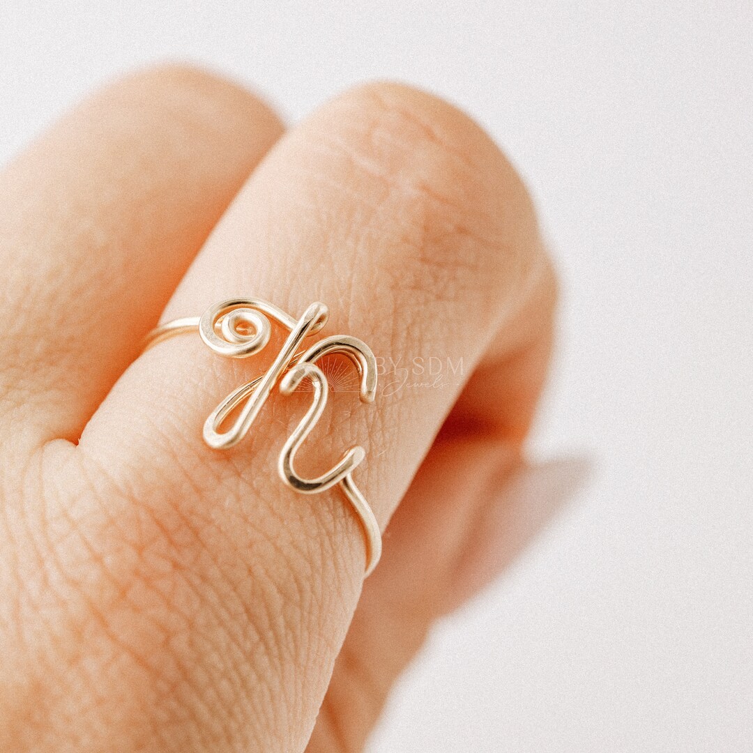 Dainty Initial K Ring • Custom Letter Ring in Sterling Silver, Gold ...